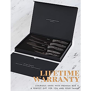 EUNA 5 PCS Kitchen Knife Set with Multiple Sizes, [Ultra-Sharp] Chef Cooking Knives with Sheaths and Gift Box, Chef Knife Set for Professional Multipurpose Cooking with Ergonomic Handle