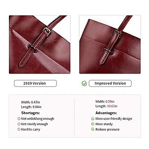 Kattee Vintage Genuine Leather Tote Shoulder Bag for Women Satchel Handbag with Top Handles (1-Red)