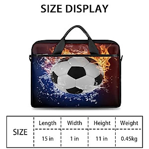 Soccer Fire Laptop Computer Bag Waterproof Shoulder Messenger Bag 13-15 inch Durable Laptop Tote Bag with Shoulder Strap Handle Lightweight Crossbody Briefcase