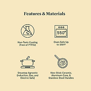 Caraway Nonstick Ceramic Mini Fry Pan (1.05 qt, 8") - Non Toxic, PTFE & PFOA Free - Oven Safe & Compatible with All Stovetops (Gas, Electric & Induction) - Cream