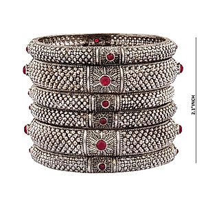 Efulgenz Indian Oxidized Jewelry for Navratri Indian Bangle Set Oxidized Bangles Traditional Bracelet Jewelry for Women