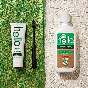 Hello Naturally Fresh Antiseptic Alcohol Free Mouthwash, Natural Fresh Mint with Farm Grown Peppermint, Fluoride Free, Vegan, SLS Free and Gluten Free, 16 Ounce (Pack of 3)