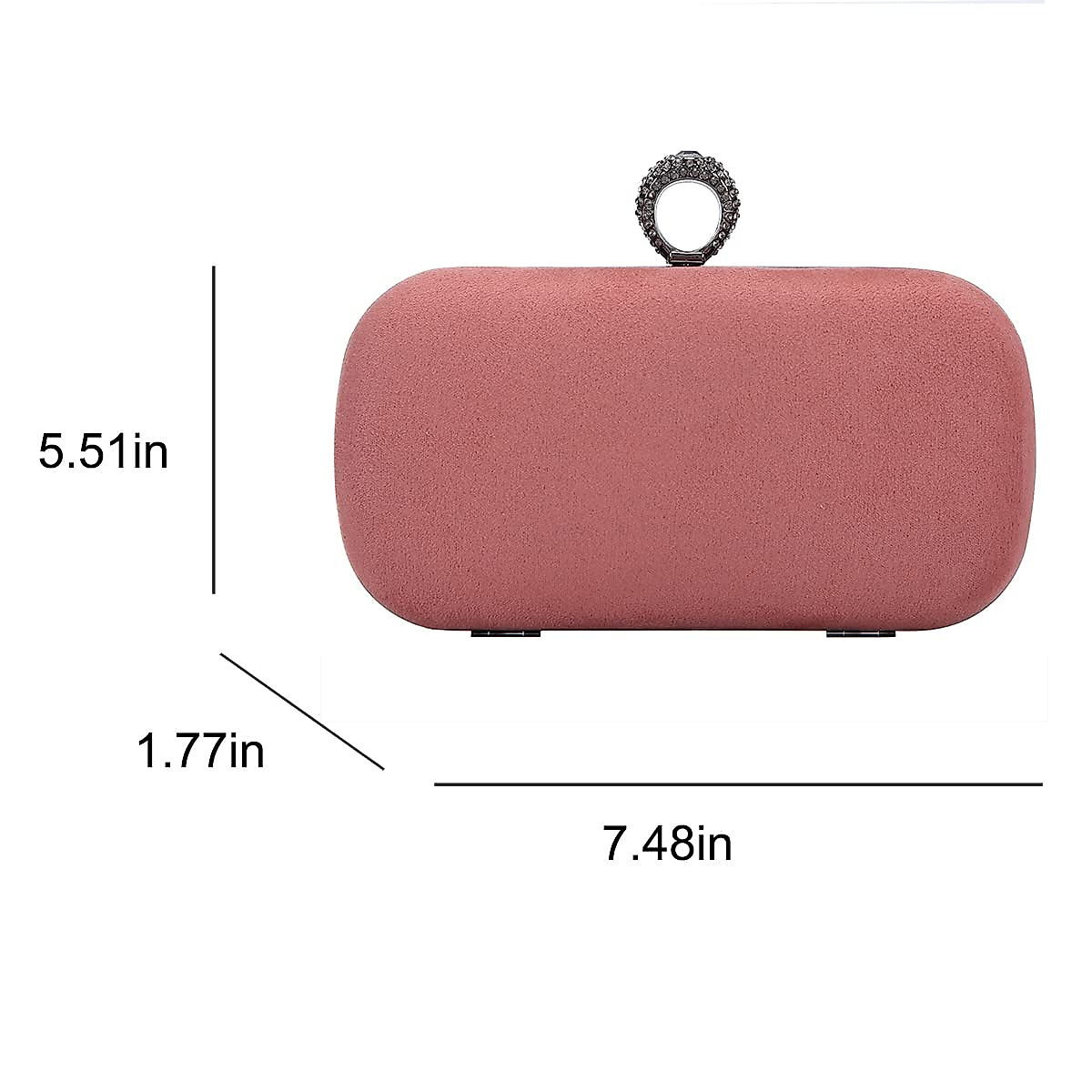 Fawziya Evening Purses Rhinestone Ring Handle Velvet Clutch Bags For Women Clutches-Cocoa Brown