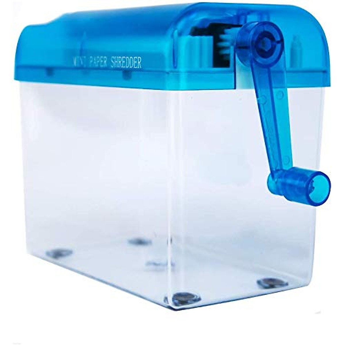 Mini Manual Shredder - Blue Office Portable Hand Paper Cutter for Paper/Notes/Bills/Portrait/Photos Fits A6 Size or Folded to A6 Size Capacity 1.5L Straight Cut
