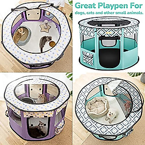 TASDISE Portable Pet Playpen, Foldable Dog Playpen, Exercise Kennel Tent for Puppy, Dog, Cat, Rabbit, Great for Indoor Outdoor Travel Use,Come with Free Carrying Case