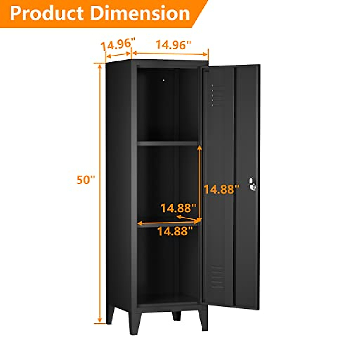 LISSIMO Metal Storage Cabinet with Lockable Doors and Shelves, Home Office Storage Lockers File Cabinet Organizer for Employees, Kids,Adults(Black)