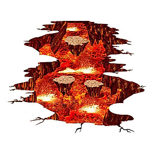 Quanhaigou Creative 3D Space Wall Decals Removable PVC Magic Floor Flame and Lava Wall Stickers Murals Wallpaper Art Decor for Home Walls Ceiling Boys Room Kids Bedroom Nursery School