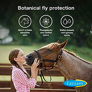 Farnam Equisect Botanical Fly Repellent for Horses, Dogs and Cats, 32 Ounces, Quart Spray