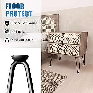 DonYoung Hairpin Legs 16", Coffee Table Legs Set of 4 Metal Furniture Legs, Mid Century Modern Style Table Legs for Nightstand Sofa Bench, Rubber Floor Protectors Included, Black