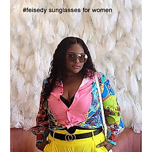 FEISEDY Classic Siamese One Piece Sunglasses Nice Rimless Stylish Retro Design for Women Men B2574