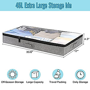 TidyCorner 2-Pack Under Bed Storage Containers, 4.5 Inches Tall Low Profile Underbed Clothes Storage Organizer Bin with Sturdy Sidewalls/Bottom, Under the Bed Storage Bags 2 Storage Thin Bins