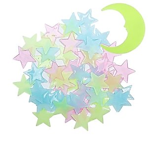 Aivwis 100Pc Luminous Stars Stickers Create a Realistic Starry Sky, Dark Stars Stickers for Ceiling, Room Decor (Colorful)