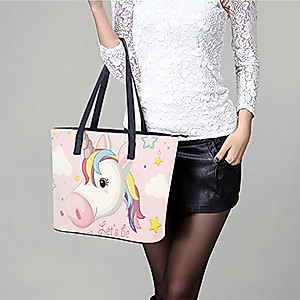 Womens Handbag Unicorn Leather Tote Bag Top Handle Satchel Bags For Lady
