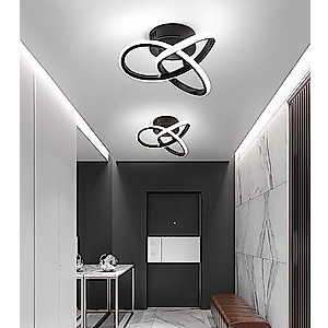 AMZASA Black Hallway Light Mini Artistic Lamp Modern LED Close to Ceiling Light for Balcony Corridor Closet Bedroom Bathroom 15W 4000K Neutral Light