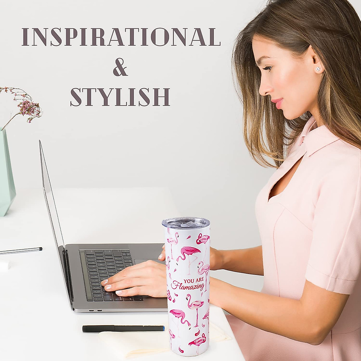 Flamingo Gifts for Women - Pink Insulated Double Wall Stainless Steel 20 Oz Coffee Cup Tumbler, Water Bottle, Drinking Glasses - Cute Inspirational Gift