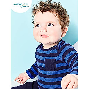 Simple Joys by Carter's Baby Boys' Cotton Pants, Pack of 4, Blue/Grey/White, 0-3 Months