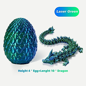 Zobetro Easter Basket Stuffers, 3D Printed Dragon Surprise Egg, Executive Dragon Fidget Desk Toys Decorative Easter Egg Fillers Easter Gifts for Boys Kids Home Decor(Green)