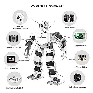 HIWONDER AI Intelligent Visual Humanoid Robot for Raspberry Pi, Supports Python Programming, PC Software, App and VNC Remote Desktop Control DIY Robot Kits for Teens and Adults(Advanced Kit)