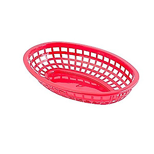 TableCraft 1074R Red 9-3/8" x 6" Oval Basket - Dozen