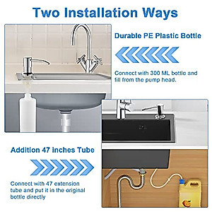 Dish Soap Dispenser for Kitchen Sink Built in Soap Dispenser Stainless Steel Soap Pump with 47" Extension Tube and 300ml Bottle Matte (Silver)