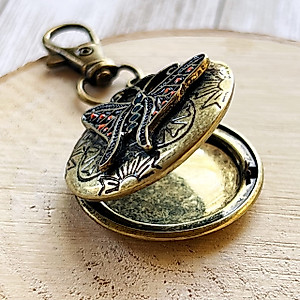 Gothic Butterfly Locket Zipper Pull for Backpacks, Cute Rhinestone Purse Charms, Unique Vintage Style Insect Handbag Jewelry, Victorian Steampunk Zipper Charms, Camera Bag Charms, Cool Key Chain Charm