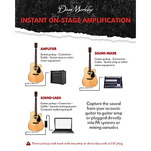 Dean Markley Pro Mag Plus XM Acoustic Guitar Single Coil Pickup, Smooth Maple Wood Design Active Soundhole Pickup Ebony Finish, Perfect String Balance and 15 Ft Low Noise for Steel-String Guitars