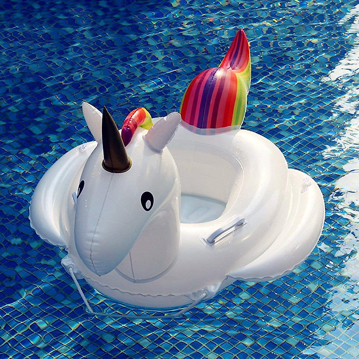 Baby Pool Float Unicorn Toddlers Floaties Infant Inflatable Swimming Ring with Handles for Kids Aged 1-6 Years