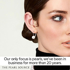 THE PEARL SOURCE 14K Gold 7-8mm AAAA Quality Round White Freshwater Cultured Pearl Leverback Earrings for Women