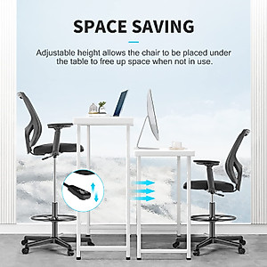 AFO Tall Drafting Chair with Adjustable Foot Ring, Ergonomic Lumbar Supportive Armrest High Resilience Sponge, Breathable Mesh, 360 Degree Swivel Rolling for Standing Desk, Dark Black