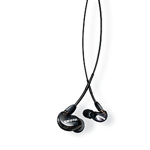Shure AONIC 215 Wired Sound Isolating Earbuds, Clear Sound, Single Driver, Secure In-Ear Fit, Detachable Cable, Durable Quality, Compatible with Apple & Android Devices - Black