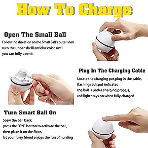 YOFUN Smart Interactive Cat Toy - Newest Version 360 Degree Self Rotating Ball, USB Rechargeable Wicked Ball, Build-in Spinning Led Light, Stiulate Hunting Instinct for Your Kitty (White)