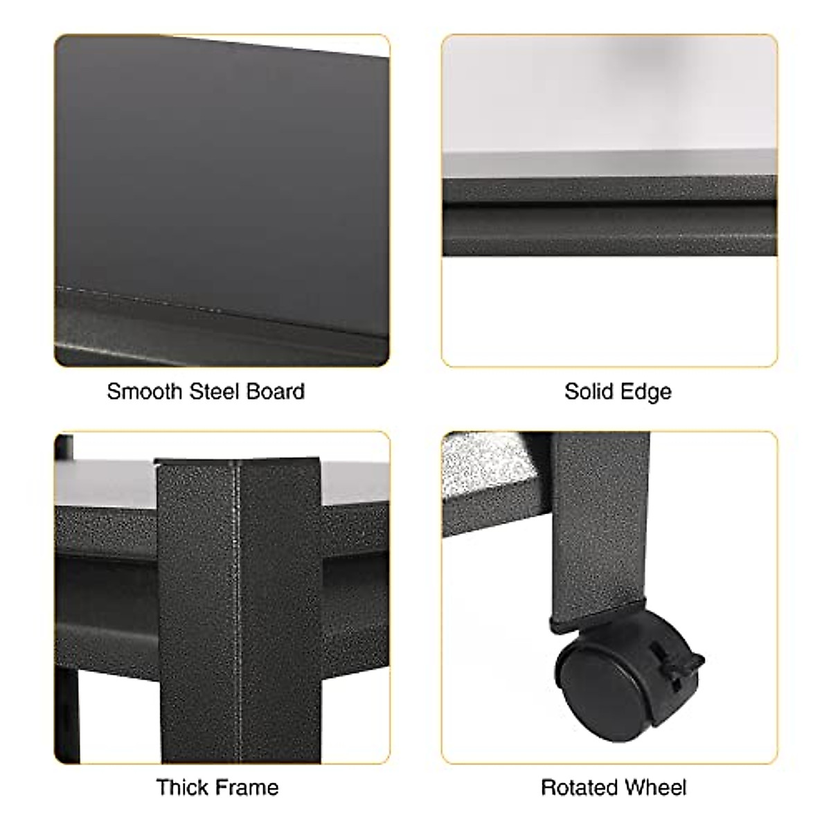 ALAPUR Adjustable Garage Shelving Heavy Duty with Wheels,3 Tier Metal Garage Storage Shelves Units for Basement Utility Shed Workshop, L23.6''xW15.7''xH33.5'',Black