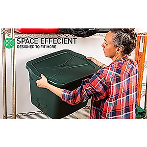 Rubbermaid ECOSense Storage Containers with Lids, Durable and Reusable Stackable Storage Bins for Garage or Home Organization, Made From Recycled Materials, 29 Gal - 5 Pack