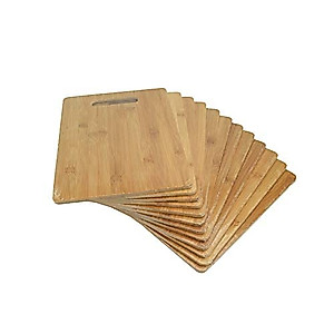 (Set of 12) 12"X9" Bulk Plain Bamboo Cutting Board | For Customized, Personalized Engraving Gifts | Wholesale Premium Chopping Board (With Handle)