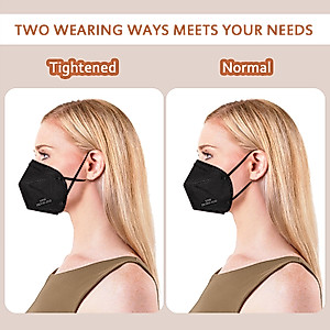Borje KN95 Face Masks 50 Pcs, Individually Wrapped, 5-Ply Protection Black KN95 Mask, Disposable Face Masks for Adults