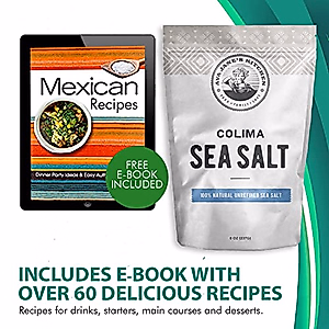 AVA JANE'S KITCHEN - Colima Sea Salt Unrefined Hand Harvested - 100% all Natural Organic Sea Salt, Gourmet Grade, Coarse Grain, Non GMO's Kosher Salt, 8oz
