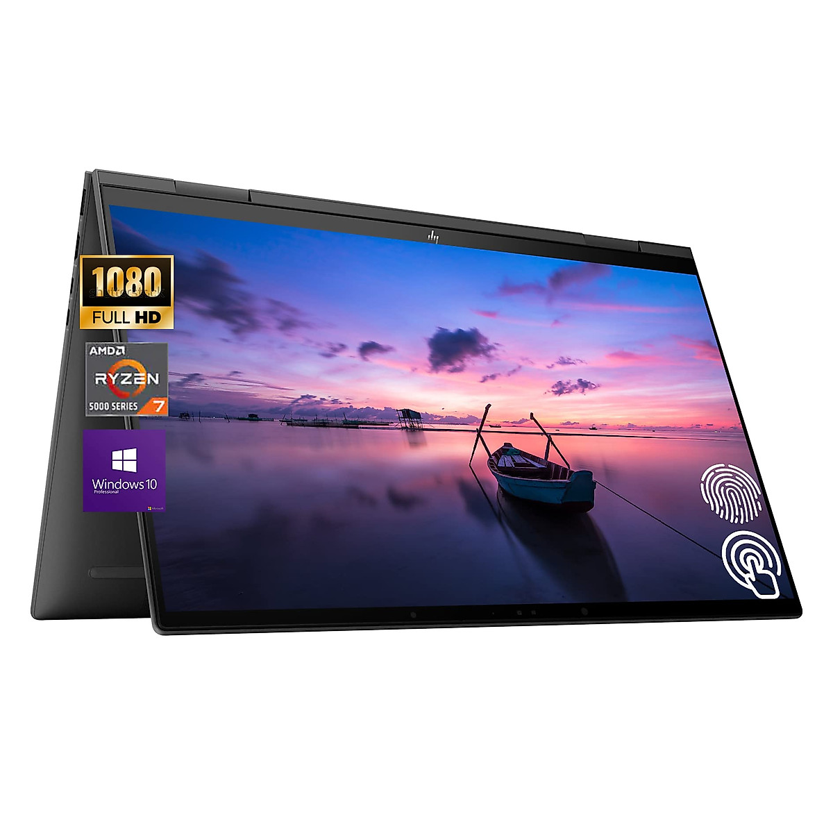 HP Envy x360 2-in-1 Convertible Business Laptop, 15.6” FHD Touchscreen, AMD Ryzen 7 5700U, Windows 10 Pro, 32GB RAM, 1TB SSD, WiFi 6, Fingerprint Reader, Backlit Keyboard, Durlyfish