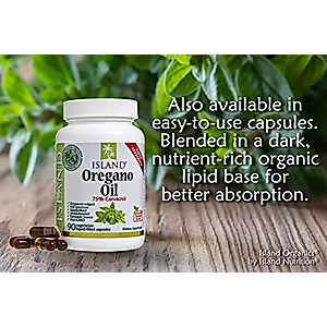 Island Nutrition, Oregano Oil Organic Liquid Drops - 100% Pure & Undiluted - USDA-Certified Organic (1 oz) 75% Carvacrol - Grown in Spain - Immune Support Supplement with Oil of Oregano.