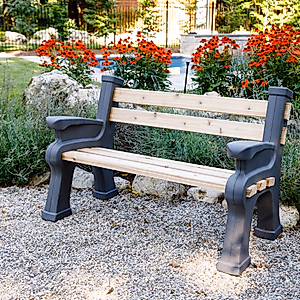 RTS Home Accents Classic DIY Bench Ends with Backrest and Armrest, Graphite, Set of 2