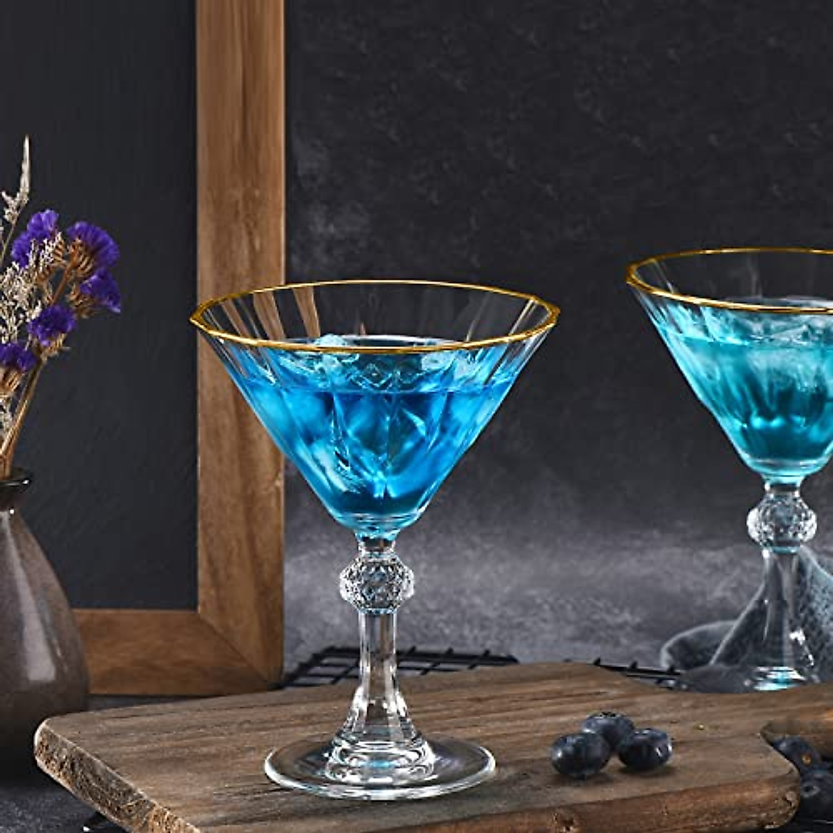 ROXBURGH Gold Rim Martini Glasses, Lead-Free Crystal Coupe Glass Set of 2, Vintage Classic Design Coupe Cocktail Glass, Crystal Champagne Glasses, Martini Glass set for Bar, Fancy Birthday Gifts