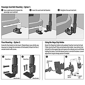 Arkon Car or Truck Seat Rail or Floor Phone Holder Mount for iPhone 14/Pro Max/Pro, Samsung Galaxy S22/Ultra, S21, Sonim XP3, Black