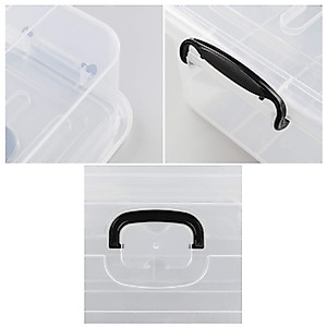 Uumitty 8 L Plastic Storage Bin Tote Organizing Container with Lid and Latching Buckles, Stackable and Nestable, 2 Pack