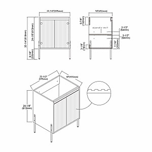 Dowell 24" Inch Charcoal Bathroom Vanity with Ceramic Sink Combo, Modern Bathroom Cabinet with Soft-Close Door, Freestanding Single Bathroom Vanity Set - 002 Series [Assembly Required]