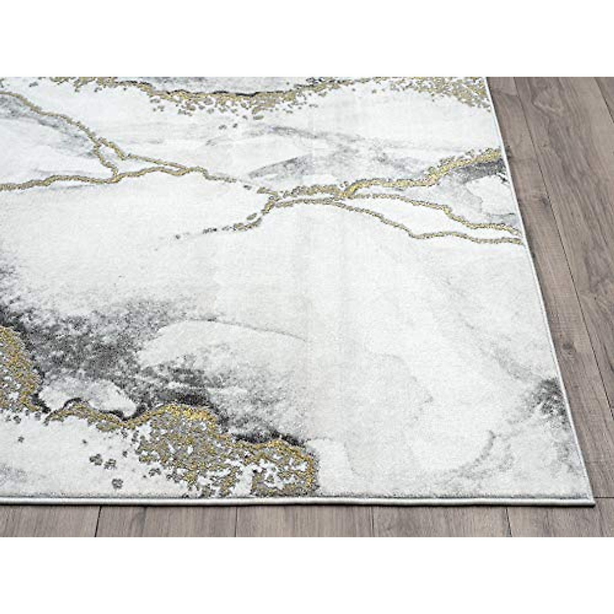 Abani Contemporary Area Rug, Non-Shed Modern Rugs Marble Print Dining Room Rug (Grey, 10' x 14')