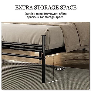 HAOARA Twin XL Size Bed Frame with Rustic Wood Headboard, Metal Heavy Duty Platform Frame, Sturdy Steel Slat Support, No Box Spring Needed, Black