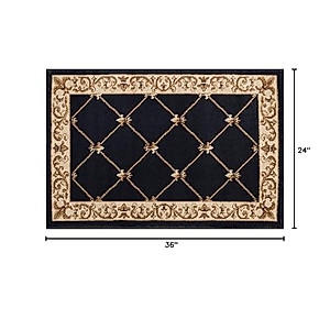 Tayse Orleans Black 2x3 Entry Rug - Indoor Front Door Rug - Small Area Rug - Kitchen Rug - Bath Rug - Contemporary Carpet - Alfombras para Salas, (SNS4883 2x3)