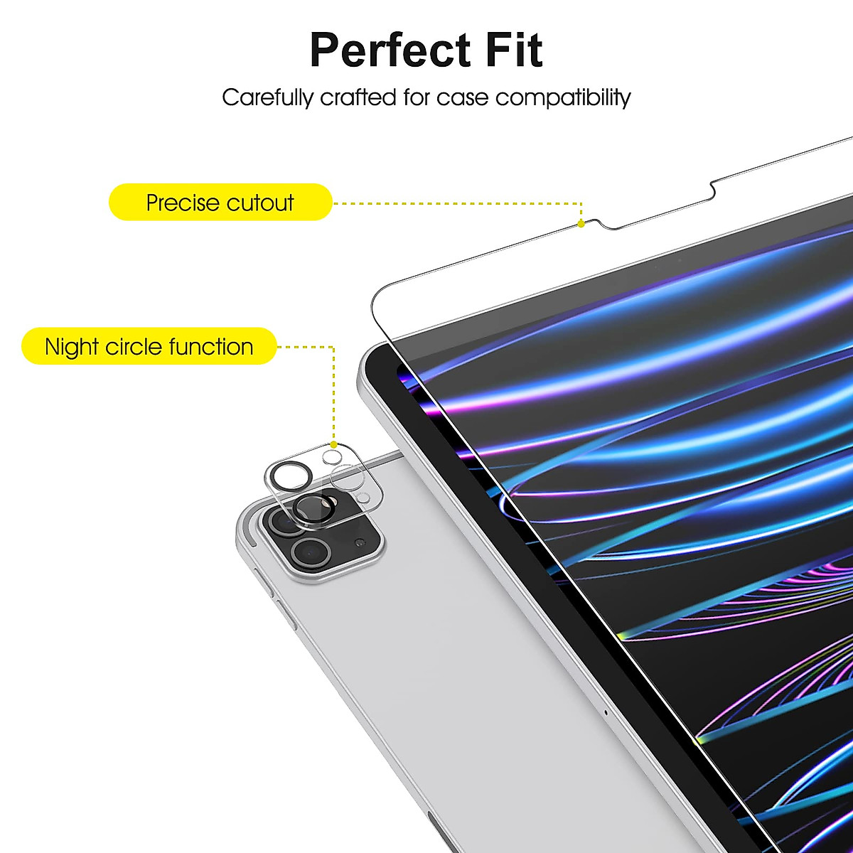 SPARIN [2+2 Pack] Screen Protector Compatible with iPad Pro 11 inch 2022/2021/2020/2018 with Camera Lens Protector, 9H Tempered Glass Compatible with Apple Pencil and Face ID