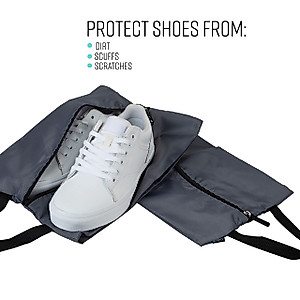 GForce Set of 2 Traveling Shoe Bags | Lightweight | Portable Carrying Handle | Packing Luggage Organizer | Protects Shoes | Durable Rip-Stop Nylon | Grey