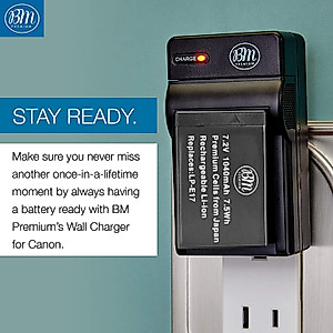 BM Premium LP-E17 Battery and Charger for Canon Rebel EOS R8, EOS R10, EOS R50, EOS R100, EOS RP, EOS M3, EOS M5, EOS M6, EOS M6 II, SL2, SL3, T6i, T6s, T7i, T8i, EOS 750D, EOS 760D, EOS 8000D