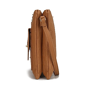 MKF Crossbody Bag for Women – PU Leather Pocketbook Handbag Triple Compartment Messenger Purse – Shoulder Strap